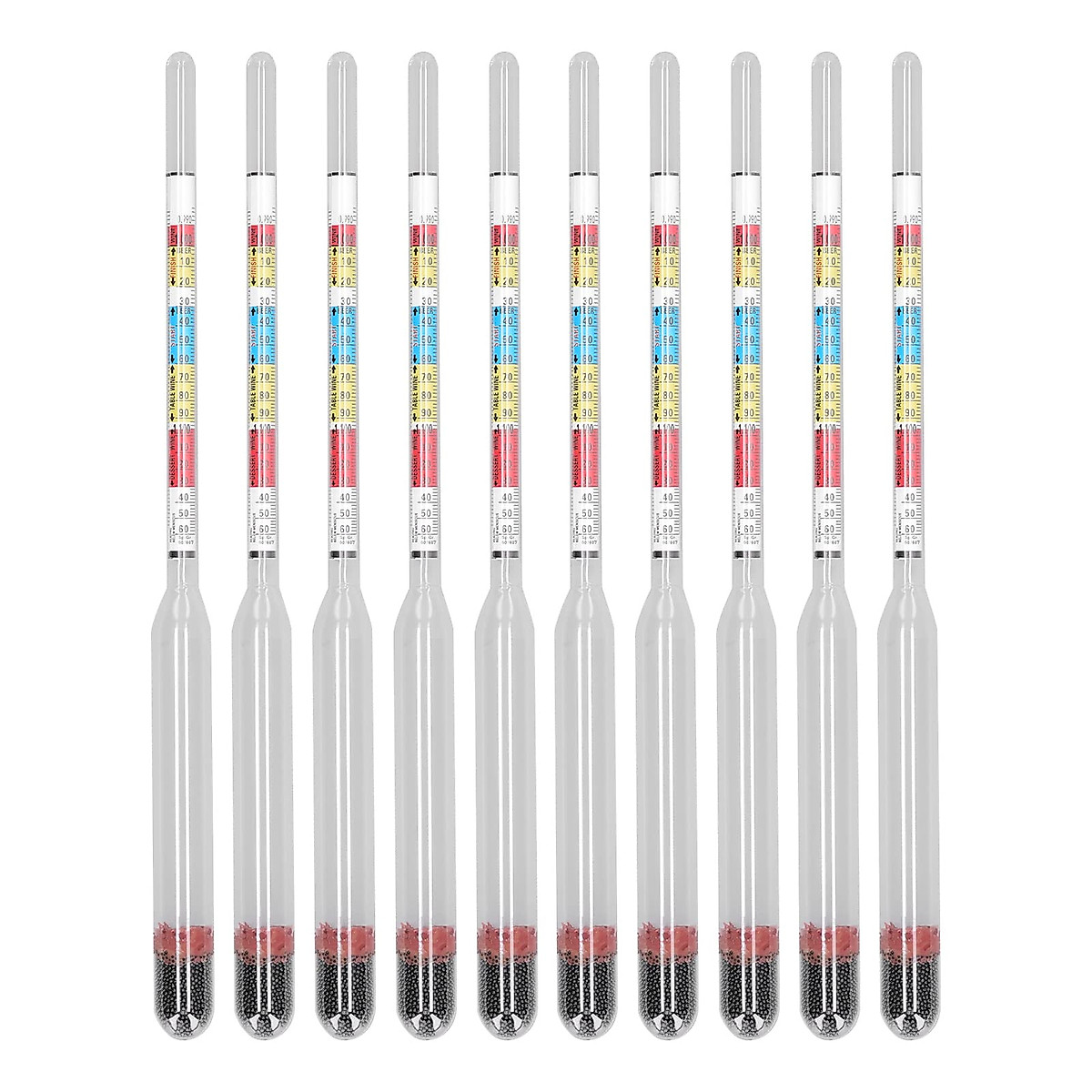 Garosa 10Pcs Triple Scale Hydrometer Home Brewing Meter Hydrometer Alcohol Home Brewing Beer Liquid Hydrometer Test Jar Household Supplies