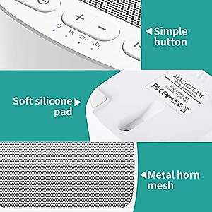 Magicteam Sleep Sound White Noise Machine with Natural Soothing Sounds and Memory Function 32 Levels of Volume Powered by AC or USB and Sleep Timer Sound Therapy for Baby Kids Adults (B-White)