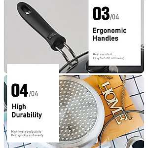 ICUUK 2.5 Quart Nonstick Saucepan With Glass Lid And Silicone Mixing Spoon,Multipurpose Pot for Home Kitchen and Resturant, Aluminum Alloy, Silver (7.9 inch)