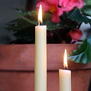 Candlestock Handmade Dripless Pure Beeswax Taper Candles - 6 Inches - 2 Pairs (4 Candles) - Sage