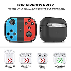 TRONWIN Silicone Airpods Pro 2 Case Protective Covers Skin Gamepad Design for Airpods Pro 2022 [Support Wireless Charging] Compatible with Apple Airpods Pro 2nd Generation