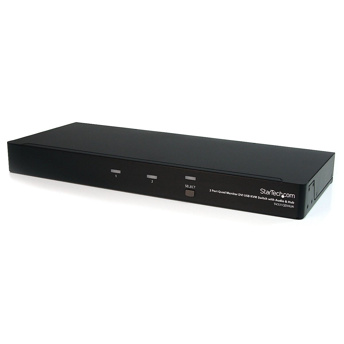 StarTech.com 2-Port Quad Monitor Dual-Link DVI USB KVM Switch with Audio & Hub (SV231QDVIUA), Black