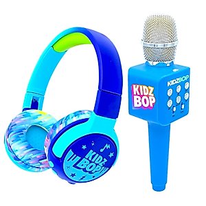 Bundle - Kidz Bop Bluetooth Headphones and Karaoke Microphone, Blue