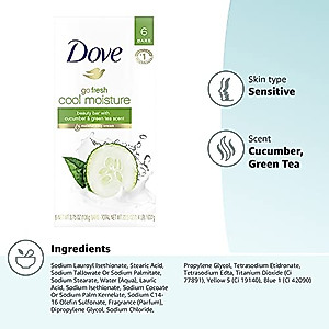 Dove Skin Care Beauty Bar For Softer Skin Cucumber And Green Tea 6 Bars More Moisturizing Than Bar Soap 3.75 oz