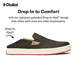 OLUKAI Lae'ahi Men's Slip On Sneakers, Lightweight Barefoot Feel & Breathable Mesh, Water Resistant Heel & Wet Grip Rubber Soles, Removable Gel Insert, Kona/Kona, 10.5