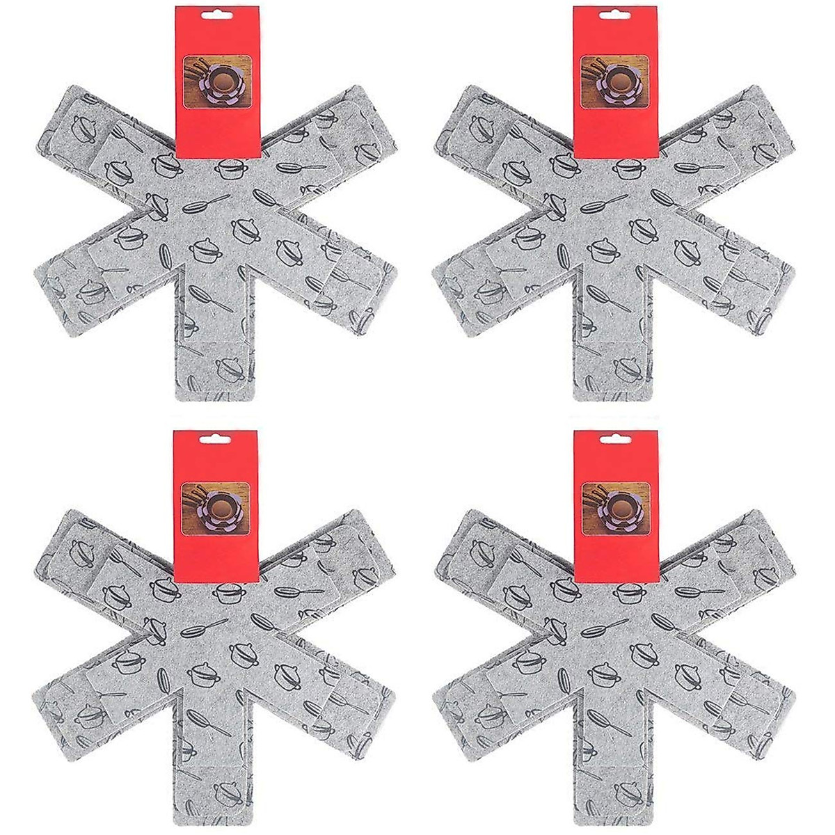 Acronde 12PCS Pot & Pan Protectors Cookware Protector Set Divider Pads to Prevent Scratching, Separate and Marring, 3 Sizes-15/14"/10" Diameter