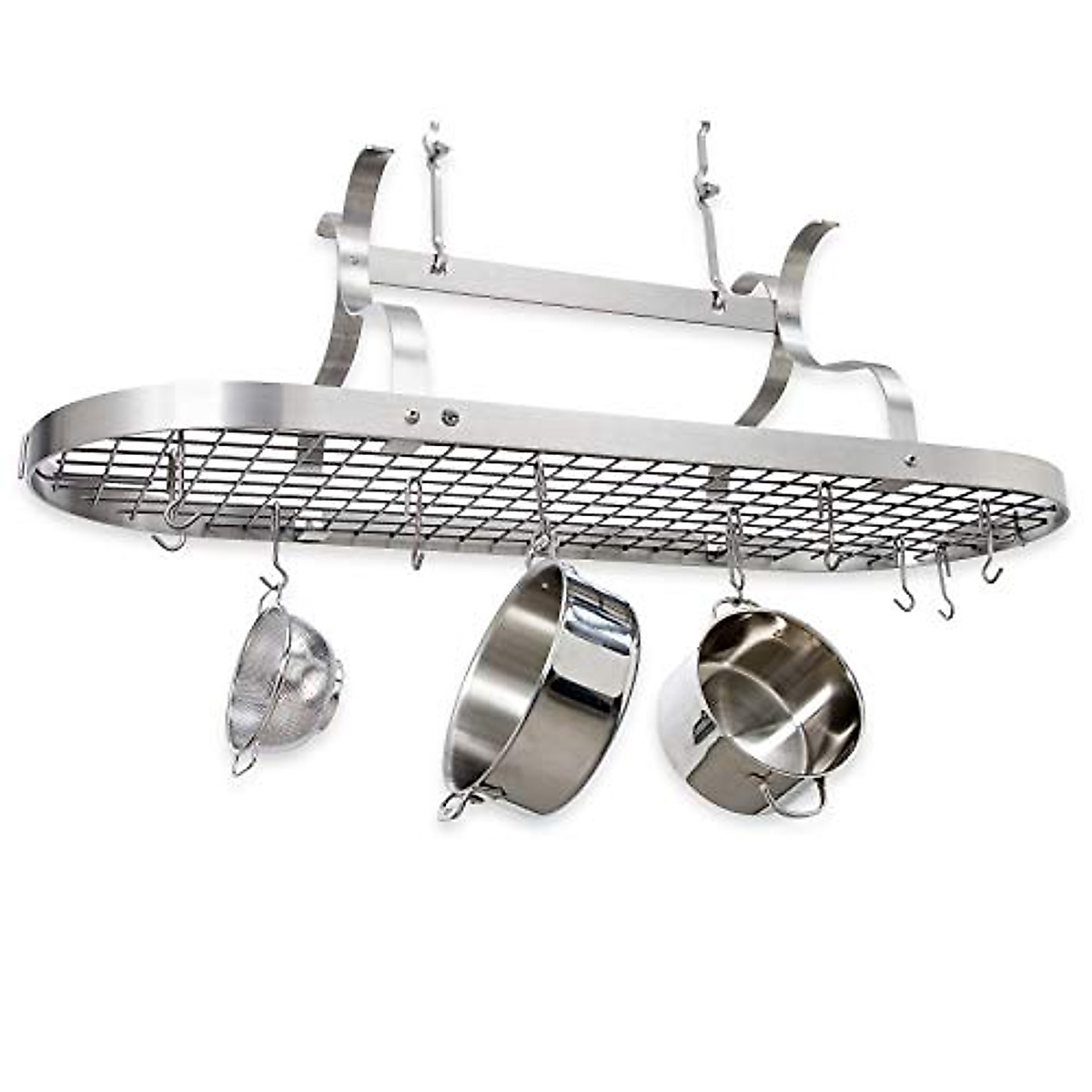 Enclume Premier Scroll Arm Oval Ceiling Pot Rack, Stainless Steel