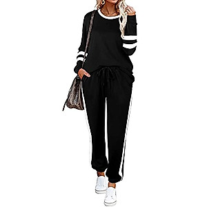 FZYLQY Lounge Sets for Women Sweatsuits Sets Two Piece Outfits Long Sleeve Pullover Matching Pants Workout Athletic Tracksuit Summer Outfits for Women