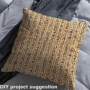 Symbols Upholstery Fabric, Tribal Ethnic Fabric by The Yard, Japanese Ancient Egypt Decorative Fabric, Totem Waterproof Outdoor Fabric, DIY Art Upholstery and Home Accents, Brown Black, 2 Yards