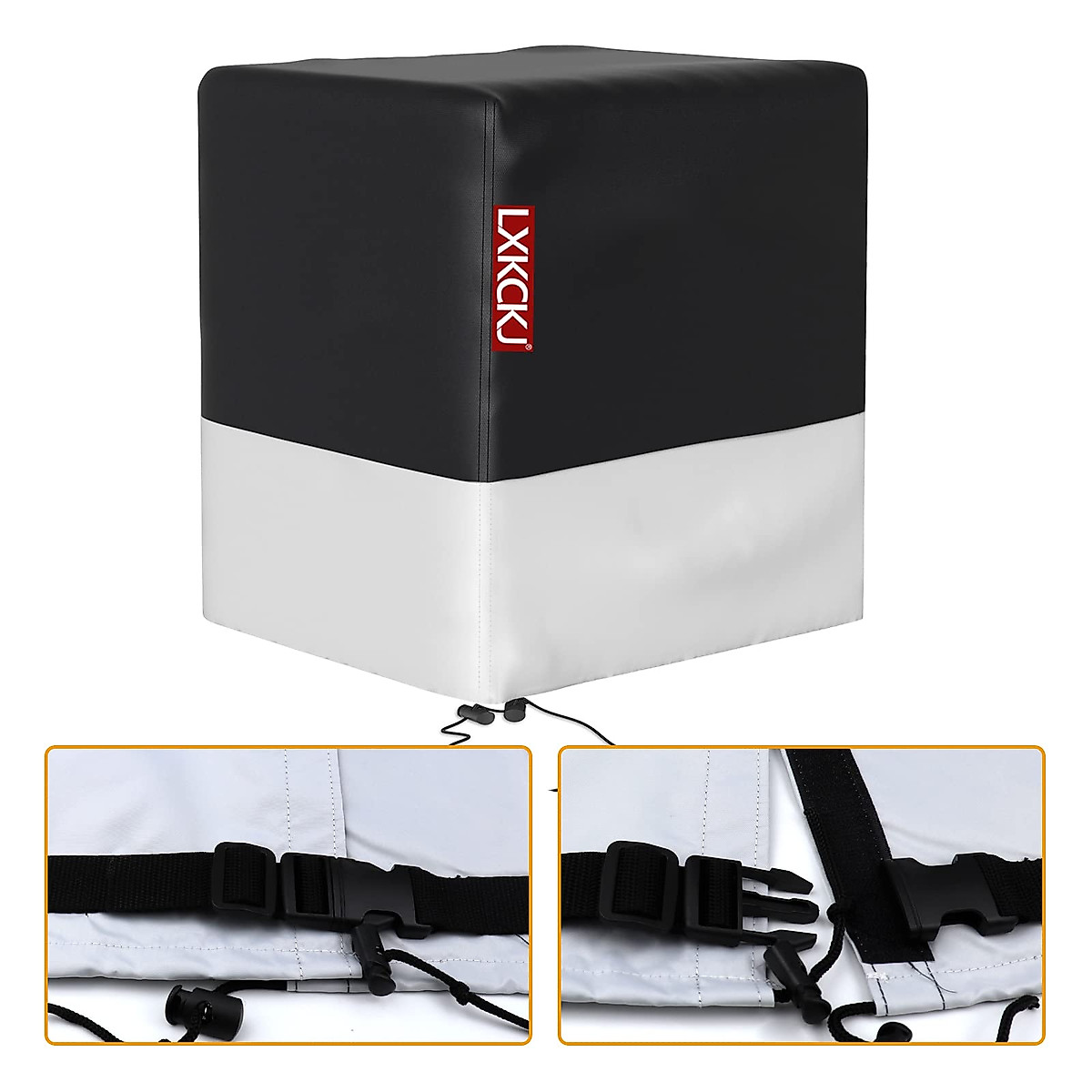 LXKCKJ Air Conditioner Cover for Outside Units - 420D Waterproof Air Conditioner Protection Covers for Window Unit - Winter AC Covers Fits AC Condensing HVAC Unit (Black & Silver 32''LX32''WX36''H)