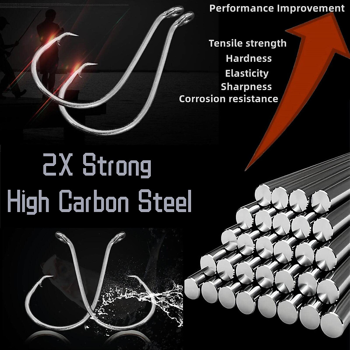 Circle Hooks Fishing Hooks 2X Strong Octopus Offset Fish Catfish Bulk Fishing Gear Equipment Hooks Set Saltwater Freshwater 50PCS(10/0 50/Pack)