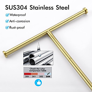 KES Gold Towel Rack Countertop, Hand Towel Stand 16.5" Height T-Shape Bath Towel Rack, Hand Towel Holder with Marble Base, Small Towel Rack Weighted Base SUS304 Stainless Steel, BTH205S14B-BZ