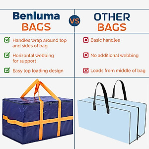 Benluma 6-Pack Extra Large Moving Bags, Moving Totes with Zippers, Heavy Duty Moving Bags Medium and Large Alternative, Packing Boxes for Moving Supplies, Moving Totes Alternative