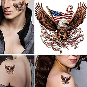 Dopetattoo 6 Sheets Temporary Tattoos eagle America flag tattoo usa 4th JulyTemporary tattoo Neck Arm Chest