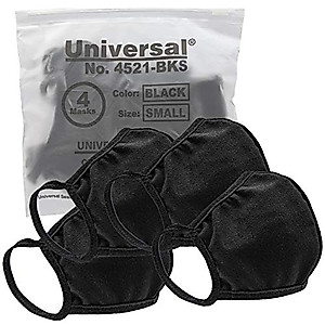 Universal Cloth Face Masks – Reusable Dust & Allergy Masks – 100% Cotton, 2 Layer, Washable, for Teens & Adults – Protects from Dust, Pollen, Pet Dander & More (Black, Medium- Pack of 4)