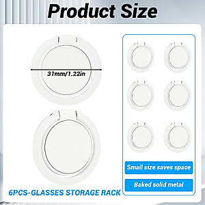 JJUNW 6 Pack Sunglasses Organizer Wall Mounted Sunglasses Holder Hanging Eyeglass Holder for Sunglasses Display(White)