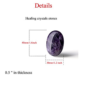 Amethyst Thumb Healing Crystals Stones Sets Hand Carved Stones Gemstone Pocket Natural Stone Meditation Reiki Energy Oval Palm Stone Worry Stone for Anxiety Therapy