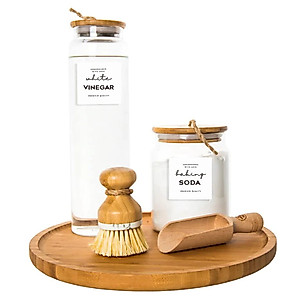 Minimalist Laundry Room Labels Set, v2croft 36 White Matte Stickers on Clear Canisters, Home Organization Stickers for Cabinet & Drawer, Laundry Room, linens & Cleaning Supplies(Water Resistant)