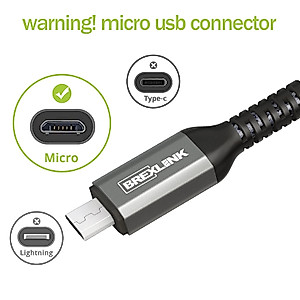 BrexLink Micro USB Cable Android (2-Pack, 6.6 FT), Micro USB to USB 2.0 Cable Nylon Braided Fast Charging Cable Compatible with Samsung, Kindle, Android Phones, Galaxy S7 Edge, Moto G5, PS4 (Grey)