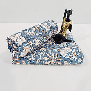 Trade Star Indian Hand Block Floral Print Fabric Lovely 3 Yard Running Natural Dyes Fabric 100% Soft Cotton Fabric for Sewing Crafting Ethnic Handmade Dressmaking Fabric by The Yard (Block Print - 5)