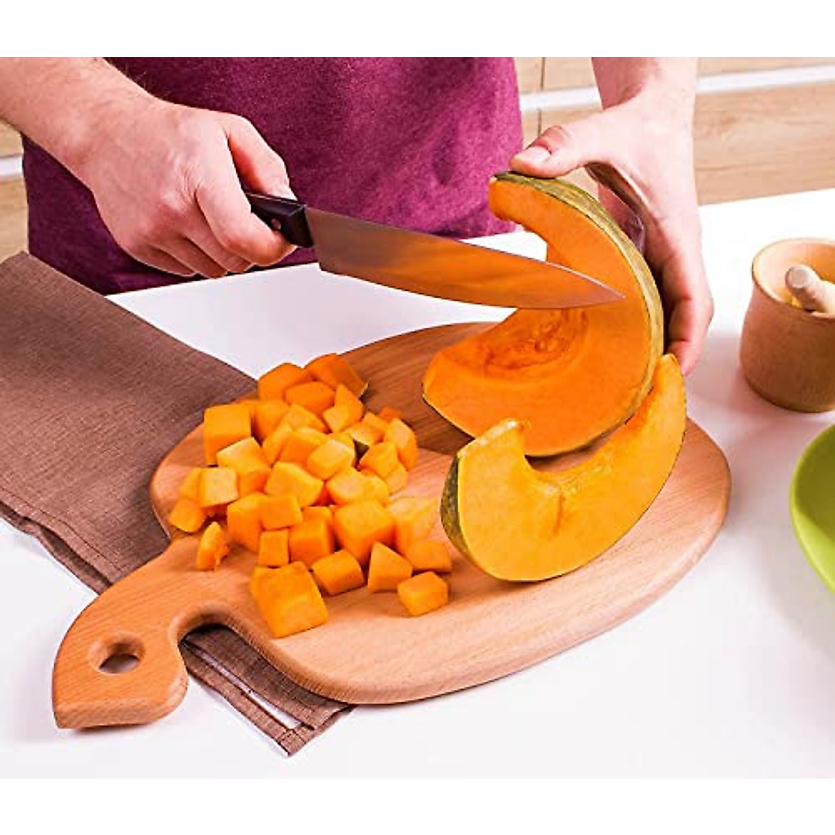 10x15” Fruit Apple Shaped Cutting Board Hardwood Platter Chopping with Handles - Solid Wood Beechwood Cutting Board Apple Shaped Cheese Serving Platter Hang Cut Wooden Charcuterie Bread Boards Large