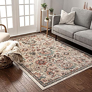 Well Woven Mystic Harper Blush Bohemian Floral 5'3" x 7'3" Distressed Area Rug, 5 ft 3 in x 7 ft 3