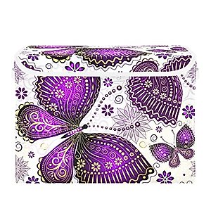 innewgogo Butterflies Flowers Storage Bins with Lids for Organizing Closet Organizers with Handles Oxford Cloth Storage Cube Box for Dog Toys