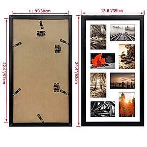 QUTREY 4x6 Black Collage Picture Frames Set of 2, 8 Openings Matted Collage Frame for 4x6 Pictures to Display 16 Multi Photos for Wall