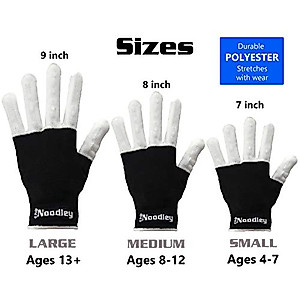 The Noodley Thin Flashing LED Light Gloves Kids and Teen Sized with Extra Batteries Finger Toy Cosplay Halloween Costume Accessory Boys and Girls - Ages 8-12 (Medium, Black)