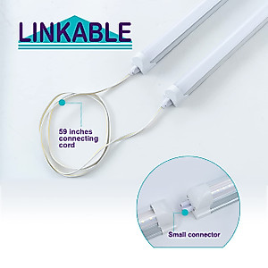 WAHADI 12-Pack 4FT T8 Led Integrated Tube Light Fixture 24W Bright White 6000K 4 Foot Shop Single Strip Connectable Bulb Milky Cover for Household, Garage and Under Cabinet