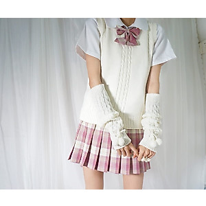 JUENAWMIU Cute Bunny Ears Furry Leg Warmers Fur Ball Bow Leg Warmers