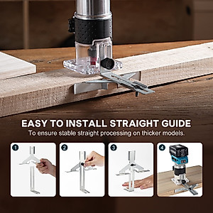 Avhrit Cordless Compact Router, Wood Router Tool With 2PCS 4.0Ah Batteries, 21V Brushless Portable Handheld Palm Routers for Woodworking, Wood Trimmer Cutting with 15 pieces 1/4" Router Bits Set