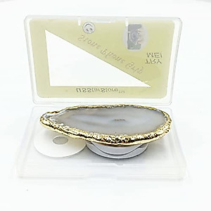 Crystal Phone Grip & Stand Clear Druzy Healing Natural Stone Crystal Phone Accessory (Agat Grey)