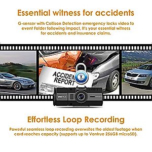 Vantrue N2 Pro Uber Dual 1080P Dash Cam, 2.5K 1440P Front Dash Cam, Front and Inside Dash Camera w/Infrared Night Vision, 24hr Motion Detection Parking Mode, Accident Record, Support 256GB max(2023)