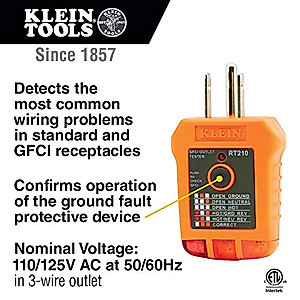Klein Tools NCVT1XTKIT Non-Contact Voltage Detector Pen and GFCI Outlet Premium Test Kit, 70V to 1000V AC, Detects Common Wiring Problems