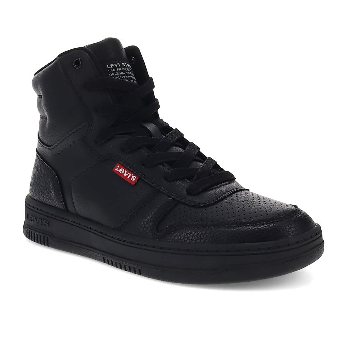 Levi's Womens Drive Hi Synthetic Leather Casual Hightop Sneaker Shoe, Black Mono, 10 M