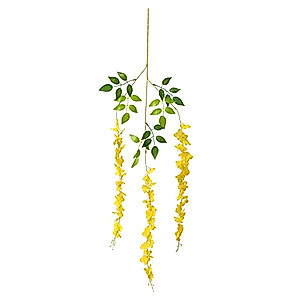 Romase 24 Pack 45 inch Artificial Yellow Wisteria Vine Ratta Fake Bushy Flower String Silk Garland Long Hanging for Wedding Party Home Garden Outdoor Greenery Office Wall Decoration