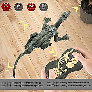 MAMABOO Remote Control Dinosaur Toys for Boys Kids Girls 3 4 5 6 7 8 Years Old Electronic RC Robot Toy LED Lightup Walking Roaring Velociraptor Jurassic Dino Rechargeable Raptor Blue Birthday Gifts