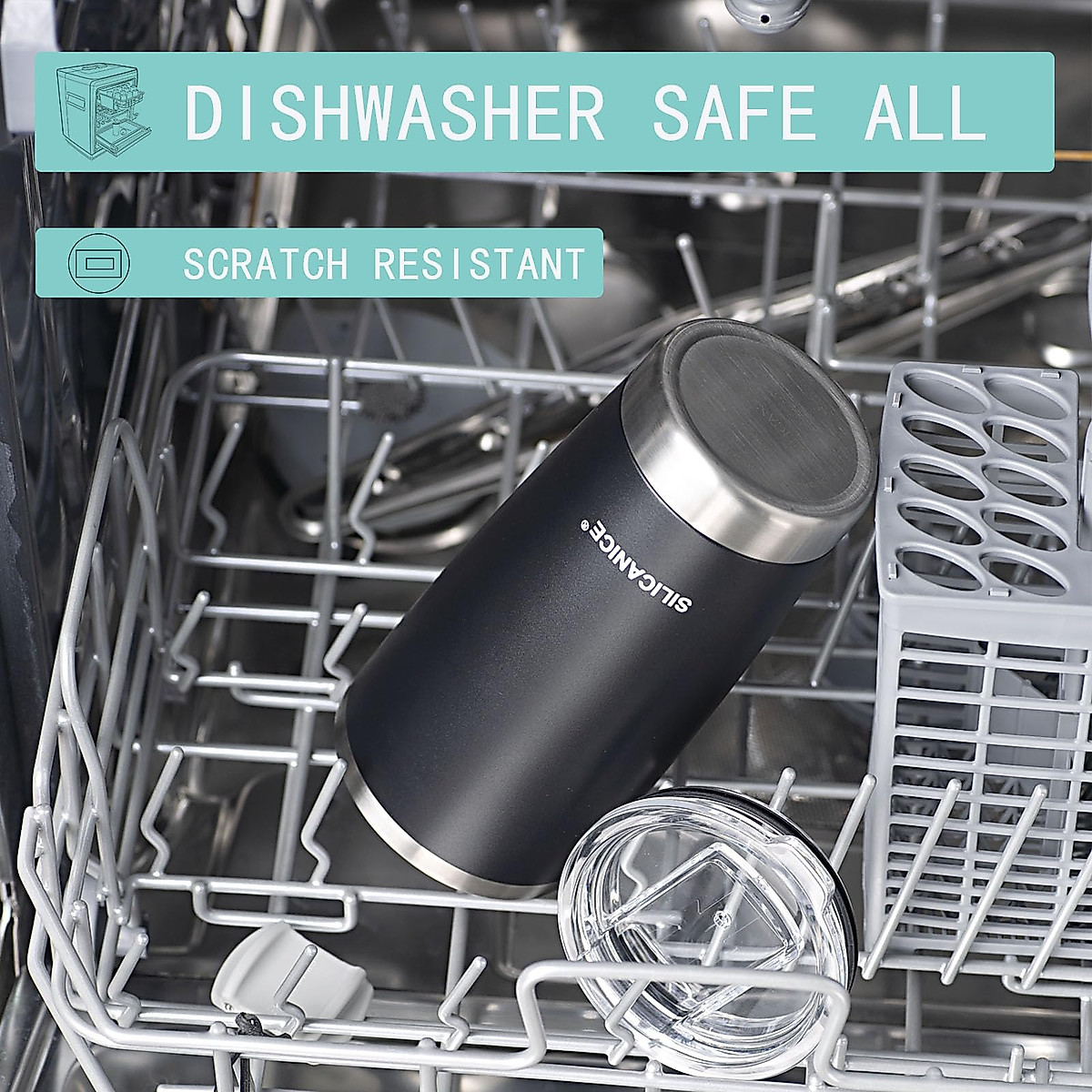 20 oz Black Stainless Steel Double Wall Vacuum Insulated Tumbler with Lid Of MacSlider - Dishwasher Safe & Spill Proof Travel Coffee Cup & Mug For Men - Durable Coating Scratch Resistant Outdoor