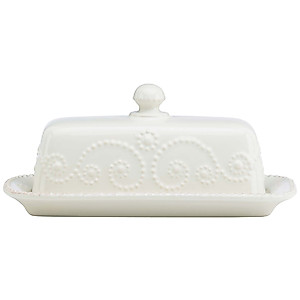 Lenox French Perle Covered Butter Dish, White -
