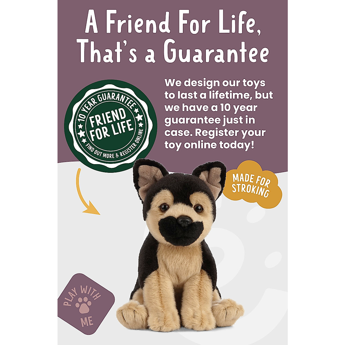 Living Nature German Sheperd Puppy Stuffed Animal | Fluffy Dog Animal | Soft Toy Gift for Kids | 6 inches