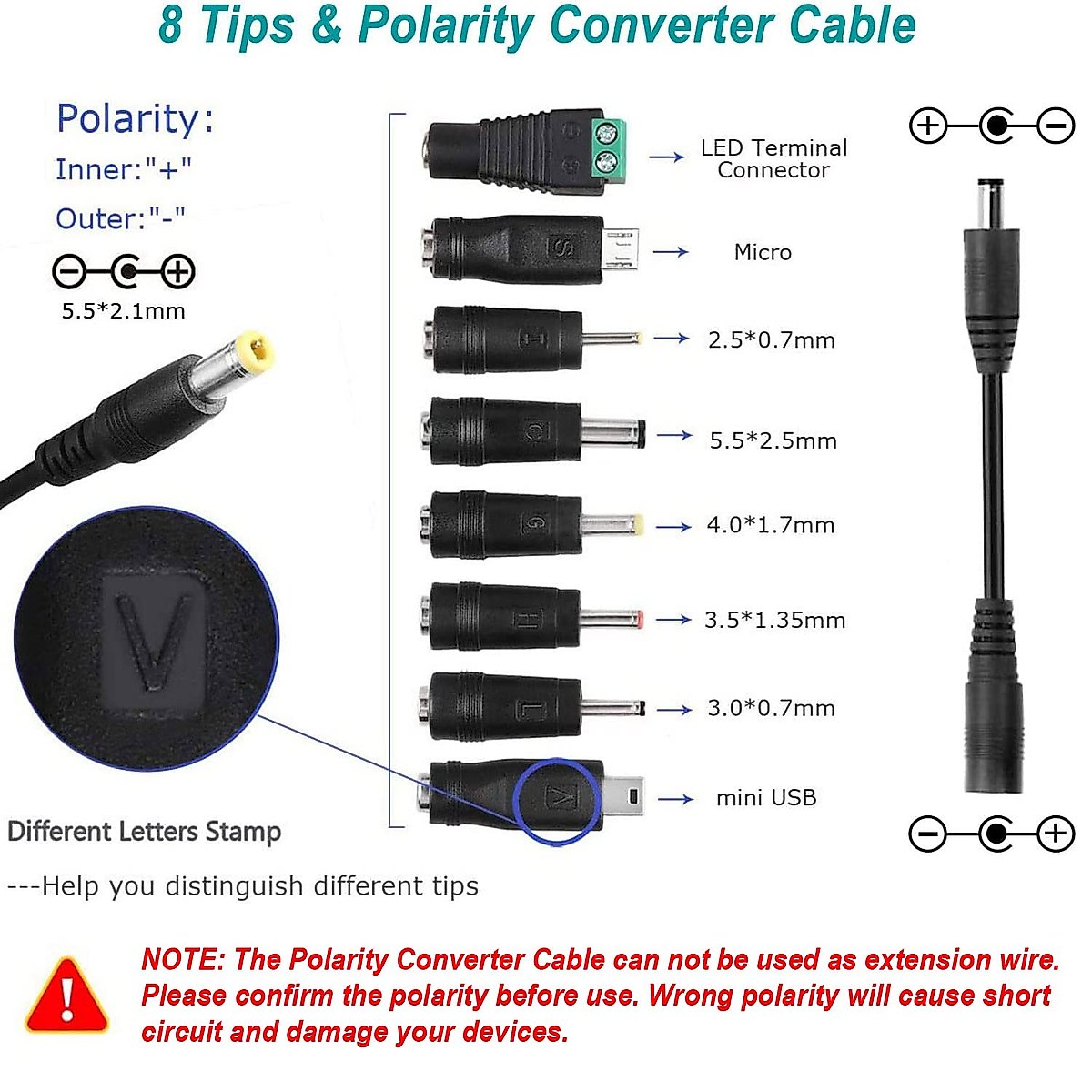 Universal 3V - 24V 1.5A 36W Adjustable DC Power Supply Adapter Speed Control Volt Display with Variable 8 Plugs and 1 Polarity Reverse Cable Cord