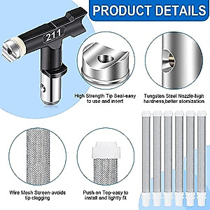 14 Piescs Spray Tips Reversible Airless Paint Sprayer Nozzle Tips with Airless Spray Gun Guard and Spray Gun Filter Replacement for Airless Spray Paint Machine 211.315.417.515.517.523