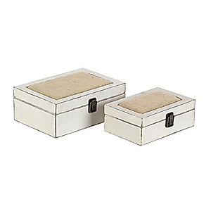 Deco 79 Farmhouse Wood Rectangle Box, Set of 2 10", 8"W, White