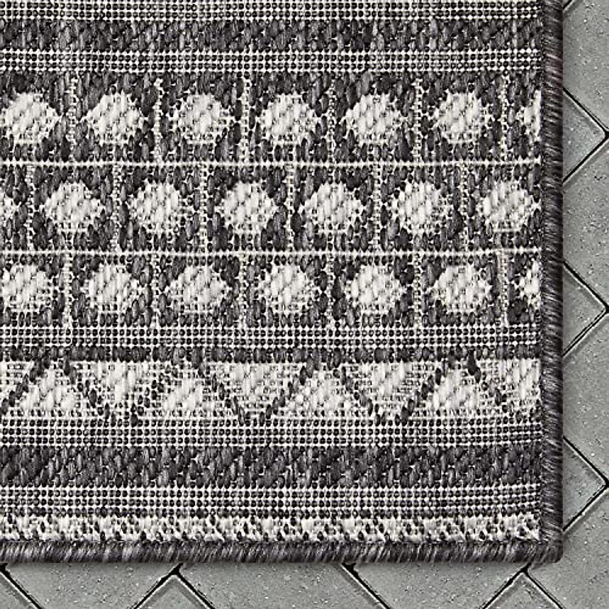 Well Woven Indoor/Outdoor Runner Rug 2'7" x 9'10" Arwen Black & Grey Moroccan Tribal Striped