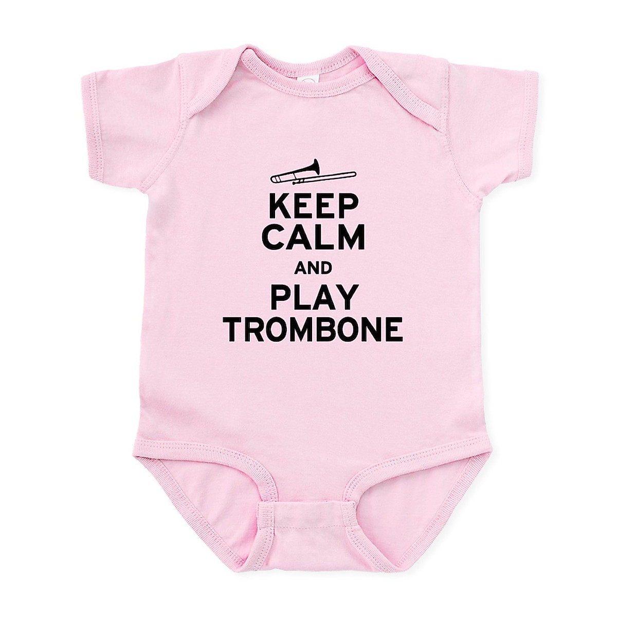 CafePress Keep Calm Play Trombone Infant Bodysuit Cute Infant Bodysuit Baby Romper Petal Pink