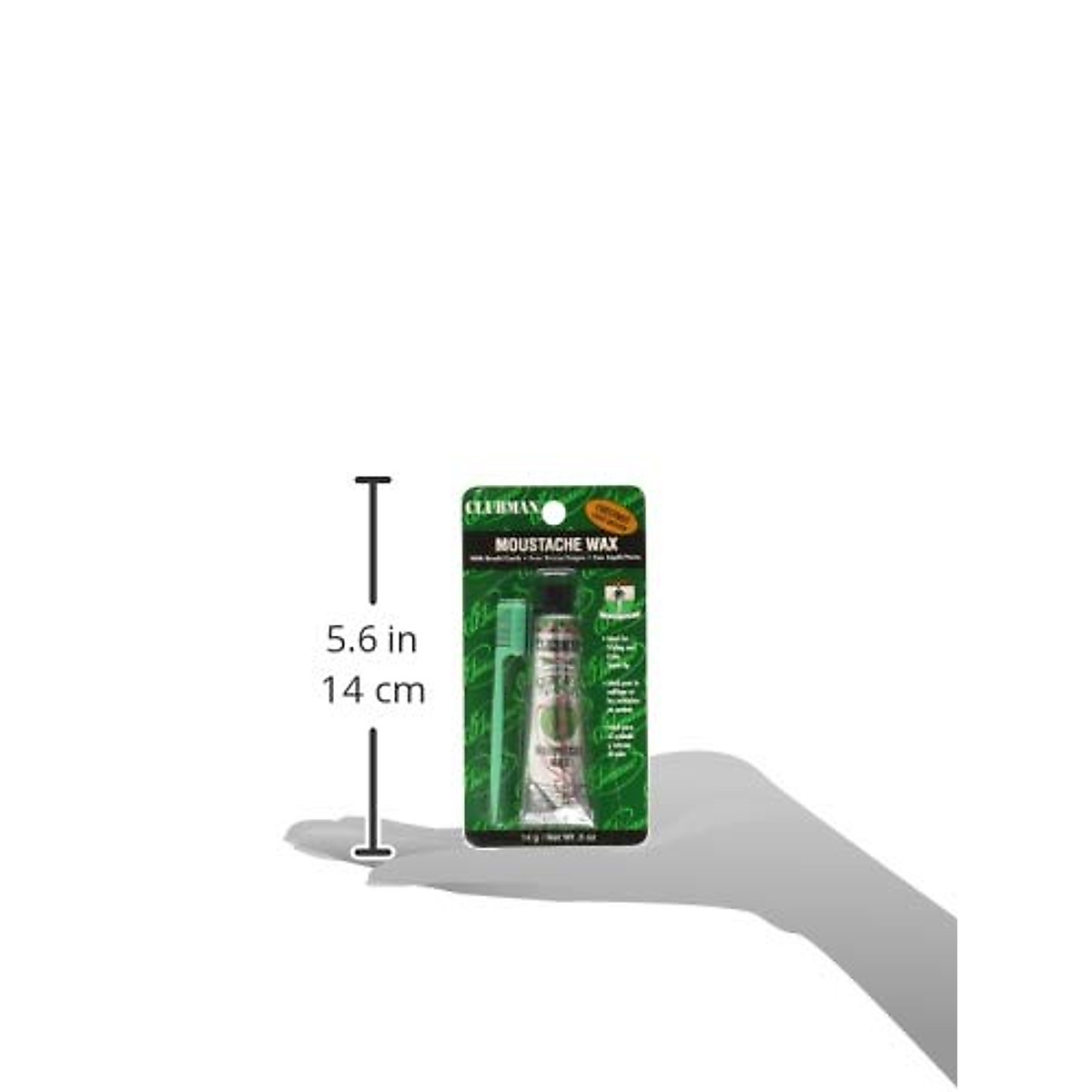 Clubman Pinaud Moustache Wax with Comb Applicator, For Styling & Color Enhancement, Chestnut, 0.5 Oz