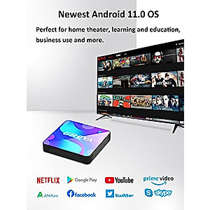 Android TV Box 11.0 4GB RAM 32GB ROM Support Dual Band WiFi with Backlit Keyboard 4K HDR Smart Streaming Media Player BT 4.1 H.265 Set Top Blue