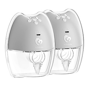 Bellababy Double Wearable Breast Pump (2 Pieces - Gray) Hands Free, Low Noise and Painless, 4 Modes & 9 Suction Levels