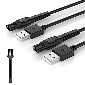 2Packs Charger Cord for Philips Norelco Multigroom Series 9000 7000 5000 3000 MG9510 MG7910 MG5910 Shaver USB Adapter Cable with Cleaning Brush